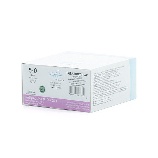 Fio Cirúrgico Poliglactina 910 Violeta 5-0 AG 1/2 CIL 1,6cm - BIOLINE FIOS