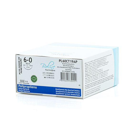 Fio Cirúrgico Polipropileno Azul 6-0 AG 3/8 COR 1,9cm - BIOLINE FIOS